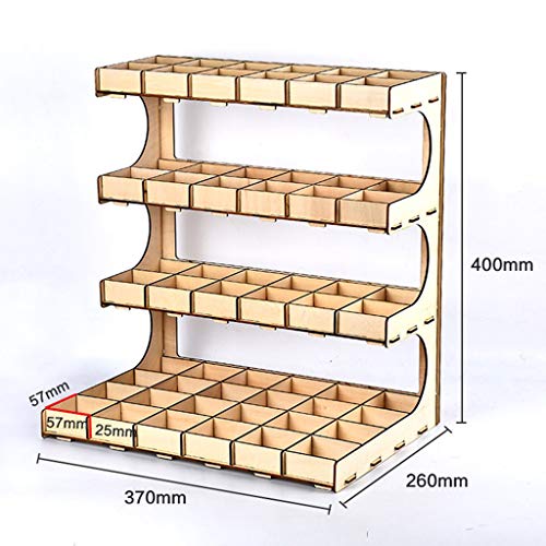 Tongina Wooden Storage Rack Stand Holder for Acrylic Paint Hobby Brush - 4-Layer 60-Grid