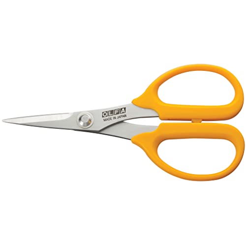 OLFA 5" Straight Edge Stainless Steel Scissors (SCS-4) - 5 Inch Multi-Purpose Heavy Duty Precision Scissors w/ Sharp Blades & Comfort Grip for Home, Fabric, Sewing, Paper, Garden