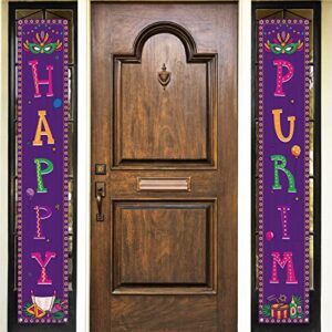 nepnuser happy purim porch banner jewish carnival front door window wall indoor outdoor hanging decoration photo booth backdrop