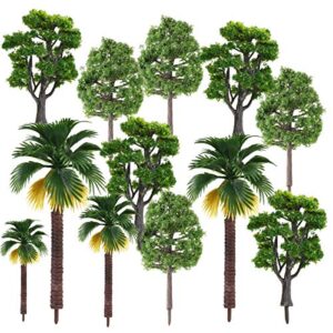 anyback model trees, miniature trees, rainforest trees, diorama models trees, architecture trees, model landscape railroad railways train scenery scale trees with no stands 12 set