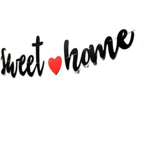 Home Sweet Home Black Glitter Hanging Sign Banner- Welcome Back Sweet Home Banner, Home from War Banner, Military Welcome Back Sweet Home Banner