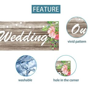 Welcome to Our Wedding Banner Sign, Wedding Reception Decorations, Large Bridal Shower Party Backdrop Photo Booth Props Indoor Outdoor Decor Supplies (9.8x1.6ft)