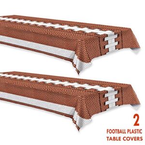 Football Party Supplies - Sturdy Plastic Game Ball Table Cover 54" x 108" (2 Pack)