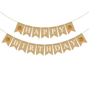 rainlemon jute burlap happy birthday banner with pumpkin rustic fall autumn birthday party garland decoration