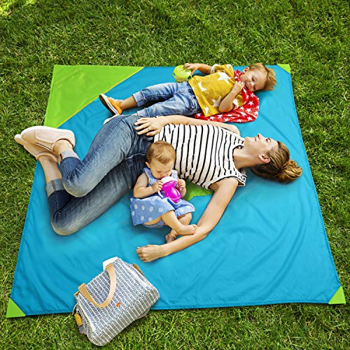 Munchkin Brica Go Play Portable Baby Travel Playmat, 58” x 58”, Blue/Green , 2 Piece Set