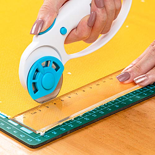 NICAPA 45mm Rotary Cutter for Fabric with Safety Lock Ergonomic Classic Comfort Loop Rotary Cutter for Crafting Sewing Quilting (Extra 5pcs 45mm Replacement Blades Included)