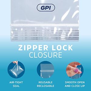 GPI - 6" X 4" 500 Count, 2 Mil Clear Reclosable Zip Plastic Poly Bags with Resealable Lock Seal Zipper for Snack, Candy, Nuts, Cookies, Sewing Supplies, Beads.