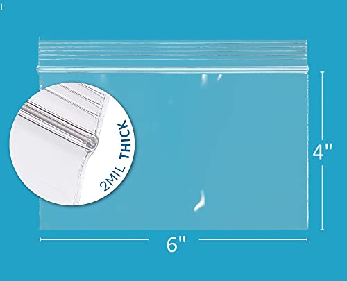 GPI - 6" X 4" 500 Count, 2 Mil Clear Reclosable Zip Plastic Poly Bags with Resealable Lock Seal Zipper for Snack, Candy, Nuts, Cookies, Sewing Supplies, Beads.