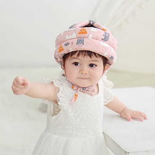 Baby Safety Toddler Helmet, Adjustable Infant Helmet Head Protector, Soft Head Guard for Crawling Walking, Baby Bumper Protection Hat Cushion Pillow, Kids Anti-Fall Safety Cap for Playing (Pink)