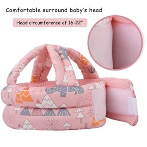 Baby Safety Toddler Helmet, Adjustable Infant Helmet Head Protector, Soft Head Guard for Crawling Walking, Baby Bumper Protection Hat Cushion Pillow, Kids Anti-Fall Safety Cap for Playing (Pink)