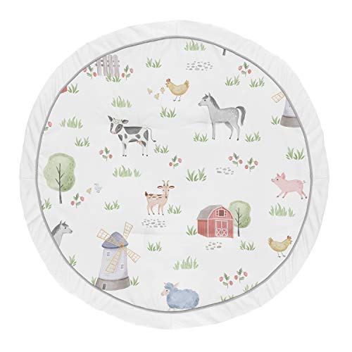 Sweet Jojo Designs Farm Animals Boy Girl Baby Playmat Tummy Time Infant Play Mat - Watercolor Farmhouse Horse Cow Sheep Pig