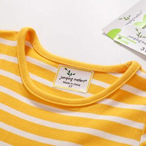 Summer Baby Girl Cotton Short Sleeve Stripe Lattice Dress Short Skirt (4T Height?100cm) Yellow