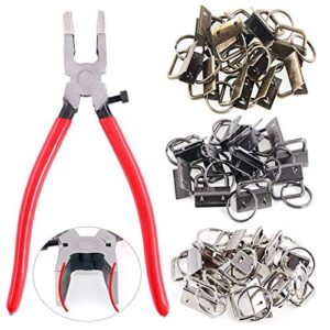 qovydx 40pcs key fob hardware 39pcs 1 inch keyfob hardware kit key fob clamp with 1pcs key fob pliers key fob tool for faux leather wristlet keychain crafts key chain