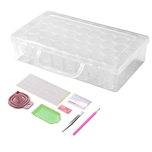 Diamond Bead Storage Containers, 30 Pcs Removable Clear Plastic Organiser with Lid for Nail Art Rhinestone Jewelry DIY Diamond Cross Stitch Tools and Other Small Items