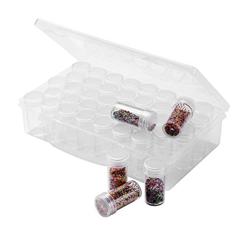 Diamond Bead Storage Containers, 30 Pcs Removable Clear Plastic Organiser with Lid for Nail Art Rhinestone Jewelry DIY Diamond Cross Stitch Tools and Other Small Items