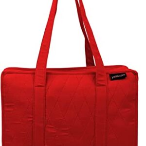 Yazzii Crafter's Companion Organizer Bag with 16 Pockets - Arts & Crafts Storage Tote Organizer - Multipurpose Storage Organizer for Crafts, Sewing & Quilting Notions, & Art Supplies Red