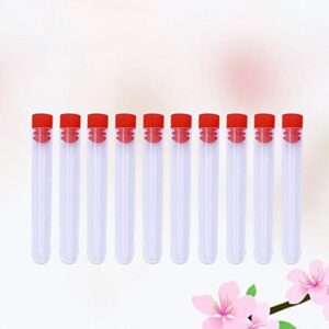 HEALLILY Sewing Needles Tube Clear Plastic Storage Empty Tubes Beads Container Organizers Bottles with Red Plug 10 Pcs