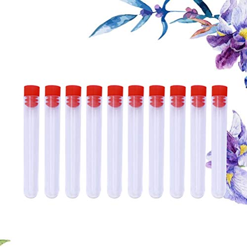 HEALLILY Sewing Needles Tube Clear Plastic Storage Empty Tubes Beads Container Organizers Bottles with Red Plug 10 Pcs