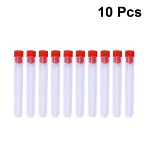 HEALLILY Sewing Needles Tube Clear Plastic Storage Empty Tubes Beads Container Organizers Bottles with Red Plug 10 Pcs