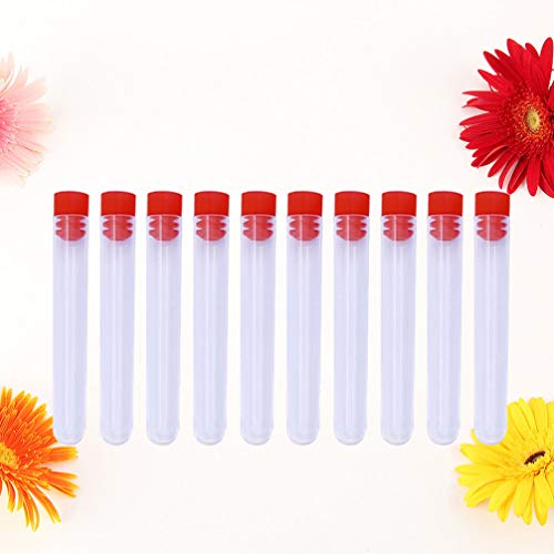 HEALLILY Sewing Needles Tube Clear Plastic Storage Empty Tubes Beads Container Organizers Bottles with Red Plug 10 Pcs