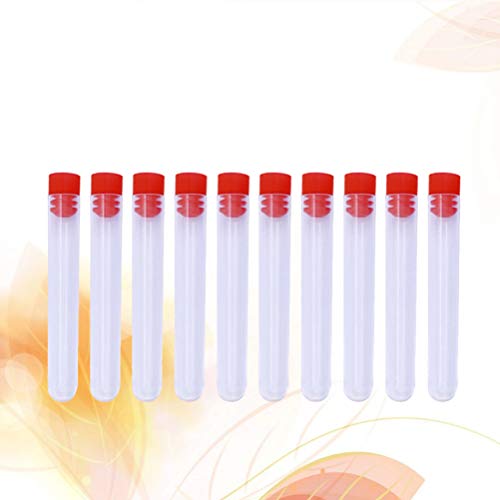 HEALLILY Sewing Needles Tube Clear Plastic Storage Empty Tubes Beads Container Organizers Bottles with Red Plug 10 Pcs