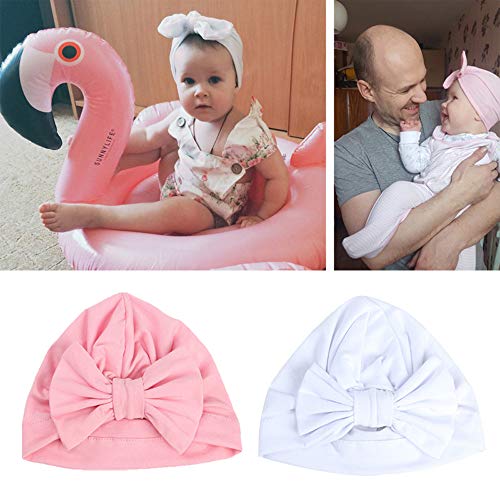 LERTREE 5 Pack Baby Solid Knot Hats Baby Girls Toddler Turban Bow Cap Infant Head Cap