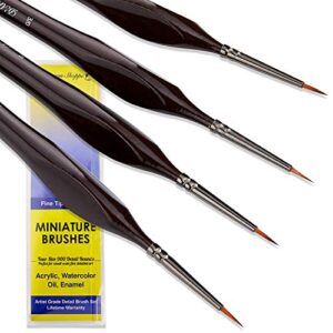 small paint brush miniature brushes. fine tip series 4pc 000 paintbrushes set for art watercolor acrylics oil – model craft warhammer airplane kits nail paint by numbers micro detail hobby painting