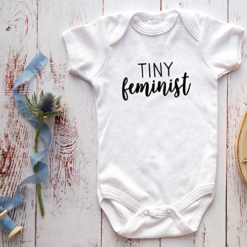 Printique Onesie Organic Baby One Piece Short Sleeve Cute Feminism Bodysuit, 0-12 Months - Tiny Feminist (3-6 Months)