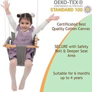 Mass Lumber Canvas Baby Swing Seat with Safety Belt, Ceiling Hardwares, Storage Bag – Toddler Swings for Outside Baby Swing Outdoor Infant Swing Outdoor Baby Swings for Infants Outdoor Toddler Swing