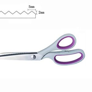 JISTL Pinking Shears For Fabric Ultra Sharp Stainless Steel Handled Professional Dressmaking Sewing Scissors Zig Zag Fabric Craft Scissors (Beige&Purple)