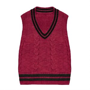 mstoze baby boys sweater vest, school uniform sweater pullover top v-neck knit cotton kids vest for 6m-4t toddler girls (red)