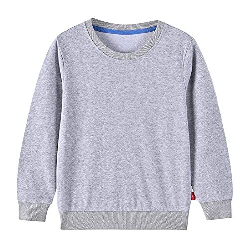 MSGRAY Toddler Baby Sweatshirt Grey Boys Girls Crewneck Sweatshirts 2T Solid Cotton Soft Long Sleeve Active Pullover Tshirts