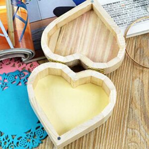 Ciieeo 2pcs Unfinished Heart Shape Storage Box Unpainted Wooden Storage Box Heart Shaped Wood Craft Organizer Box for Jewelry Gift on Valentines Day