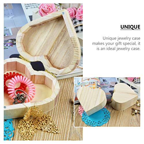 Ciieeo 2pcs Unfinished Heart Shape Storage Box Unpainted Wooden Storage Box Heart Shaped Wood Craft Organizer Box for Jewelry Gift on Valentines Day