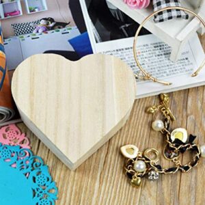 Ciieeo 2pcs Unfinished Heart Shape Storage Box Unpainted Wooden Storage Box Heart Shaped Wood Craft Organizer Box for Jewelry Gift on Valentines Day