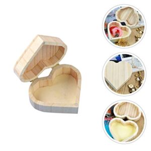 Ciieeo 2pcs Unfinished Heart Shape Storage Box Unpainted Wooden Storage Box Heart Shaped Wood Craft Organizer Box for Jewelry Gift on Valentines Day