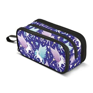 Kigai Large Pencil Case Cute Flying Pegasus Organizer Pencil Bag for Boys Girls School Office Stationery Box with Zipper