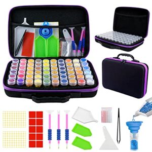 60 slots diamond painting storage containers upgraded accessories and tools pen tray, diamond painting tools organizer, shockproof diamond art storage case, jewelry beads storage box