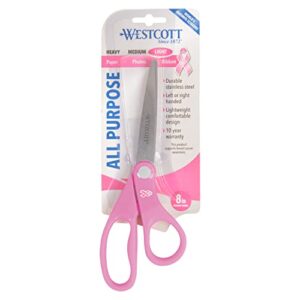 Westcott 15387 8" Pink Ribbon Stainless Steel Scissors, 8 W in