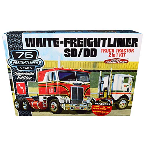 AMT White Freightliner 2-in-1 SC/DD Cabover Tractor (75th Anniversary) 1:25 Scale Model Kit