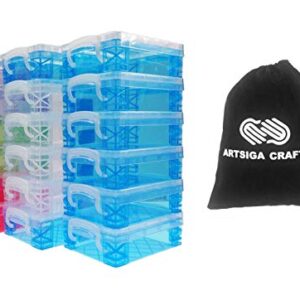 Storage Studios Advantus Super Stacker Crayon Box 8 Blue, 4, Clear, 2 Green, 2 Purple, 2 Pink 1.6 x 3.5 x 4.8 in. 61612 (18-Pack) bundled with 1 Artsiga Craft Bag