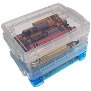 Storage Studios Advantus Super Stacker Crayon Box 8 Blue, 4, Clear, 2 Green, 2 Purple, 2 Pink 1.6 x 3.5 x 4.8 in. 61612 (18-Pack) bundled with 1 Artsiga Craft Bag