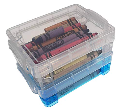 Storage Studios Advantus Super Stacker Crayon Box 8 Blue, 4, Clear, 2 Green, 2 Purple, 2 Pink 1.6 x 3.5 x 4.8 in. 61612 (18-Pack) bundled with 1 Artsiga Craft Bag