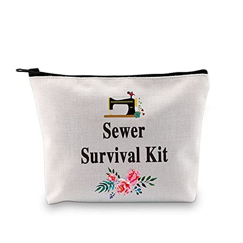 PXTIDY Sewer Survival Kit Sewing Machine Makeup Bag Seamstress Sewing Cosmetics Bag Gift For Quilter or a Woman that Sews Quilting Makeup Zipper Pouch (Sewer)