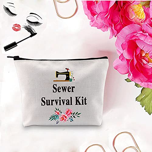 PXTIDY Sewer Survival Kit Sewing Machine Makeup Bag Seamstress Sewing Cosmetics Bag Gift For Quilter or a Woman that Sews Quilting Makeup Zipper Pouch (Sewer)