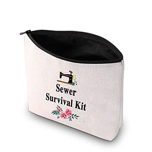 PXTIDY Sewer Survival Kit Sewing Machine Makeup Bag Seamstress Sewing Cosmetics Bag Gift For Quilter or a Woman that Sews Quilting Makeup Zipper Pouch (Sewer)