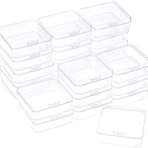 25 Packs Small Square Containers Case Organizer with Hinged Lids Clear Plastic Beads Storage Box for Jewelry, Pills, Crafts (3.3" 2.5" 1.4")