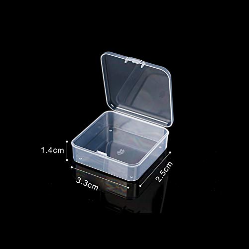 25 Packs Small Square Containers Case Organizer with Hinged Lids Clear Plastic Beads Storage Box for Jewelry, Pills, Crafts (3.3" 2.5" 1.4")