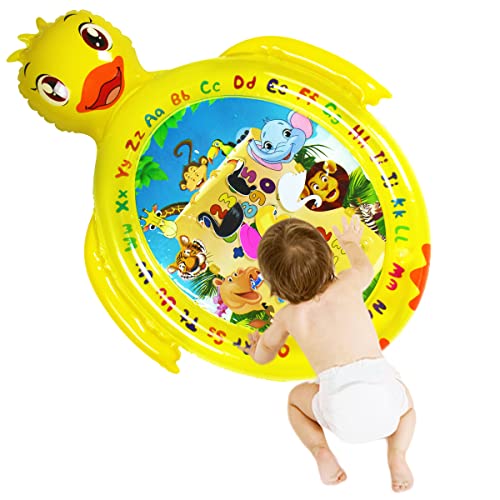 SUNSHINE-MALL Duck Baby Water mat, Tummy Baby Toys, Inflatable Play Mat Water Cushion Baby Toys, Fun Early Development Activity Play Center for Newborn (91 x 71 cm)