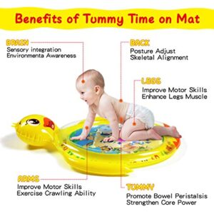 SUNSHINE-MALL Duck Baby Water mat, Tummy Baby Toys, Inflatable Play Mat Water Cushion Baby Toys, Fun Early Development Activity Play Center for Newborn (91 x 71 cm)